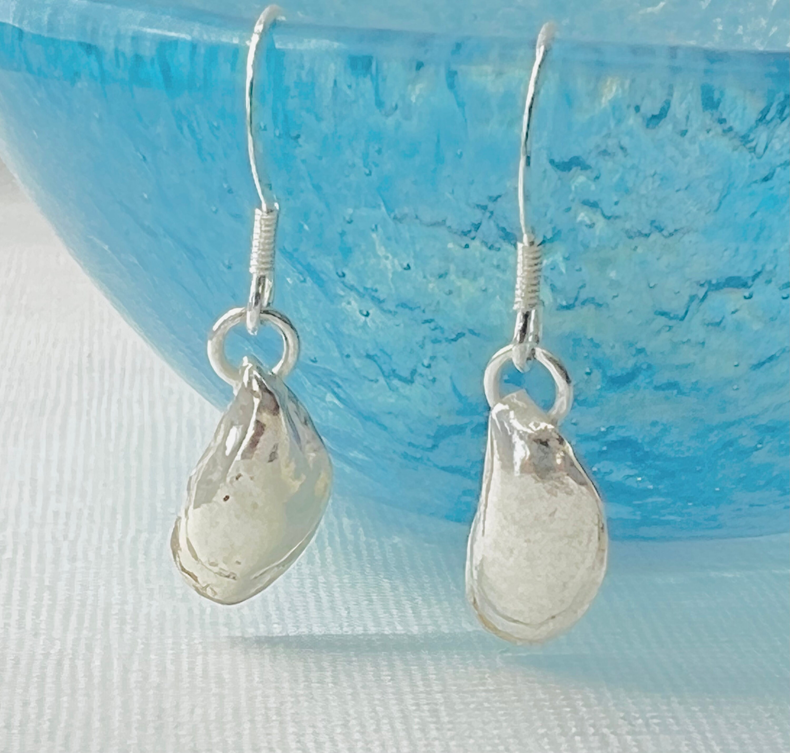 Handmade Silver Cornish Mussel Shell Earrings, Dainty Dangle Cornish ...