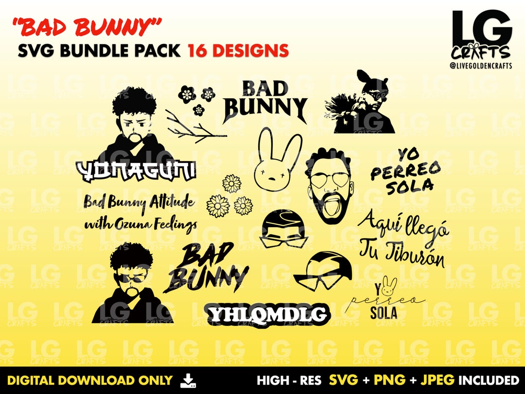Bad Bunny SVG Digital Download 16 SVG PNG Jpeg High Quality Cricut Cut ...