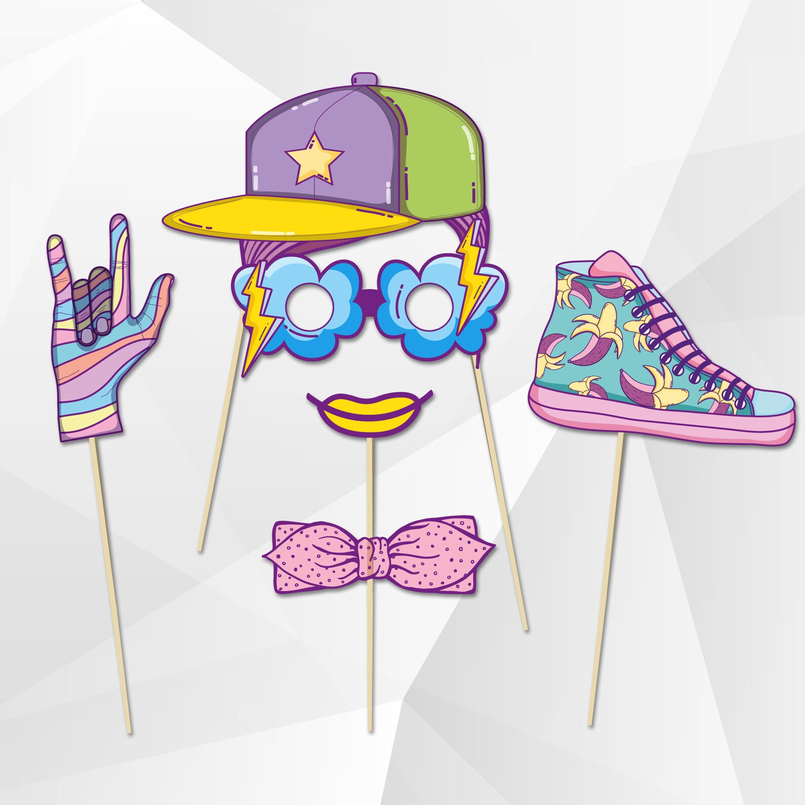 Pop Art Photo Booth Stylish Photo Booth Props For Teenagers | Etsy