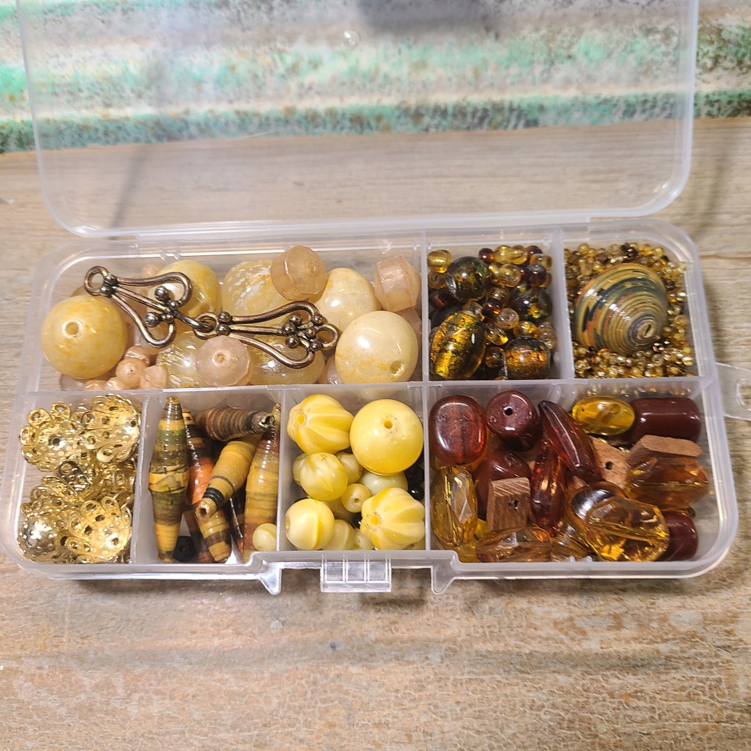 YELLOW GREEN Bead Kit, Jewelry Making, Craft Bead Kit, Boxed Bead ...