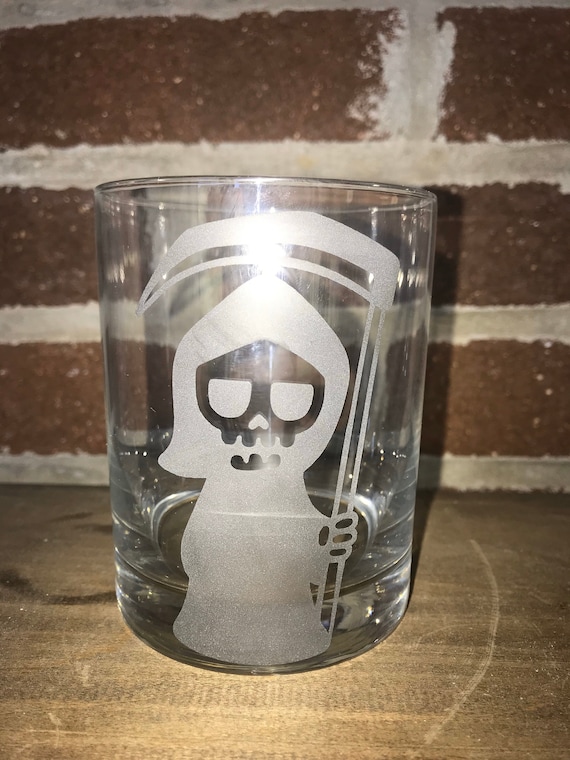Grim Reaper Day of the Dead Glass Custom Grim Reaper Glass | Etsy
