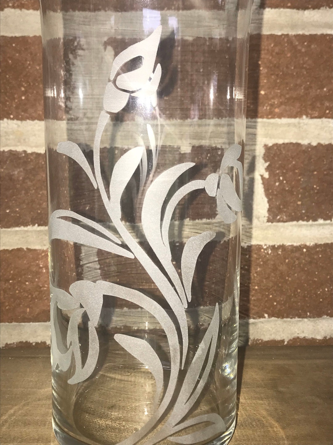 Flower Vase, Custom Vase, Etched Floral Vase, Gift for Her, Vase With ...