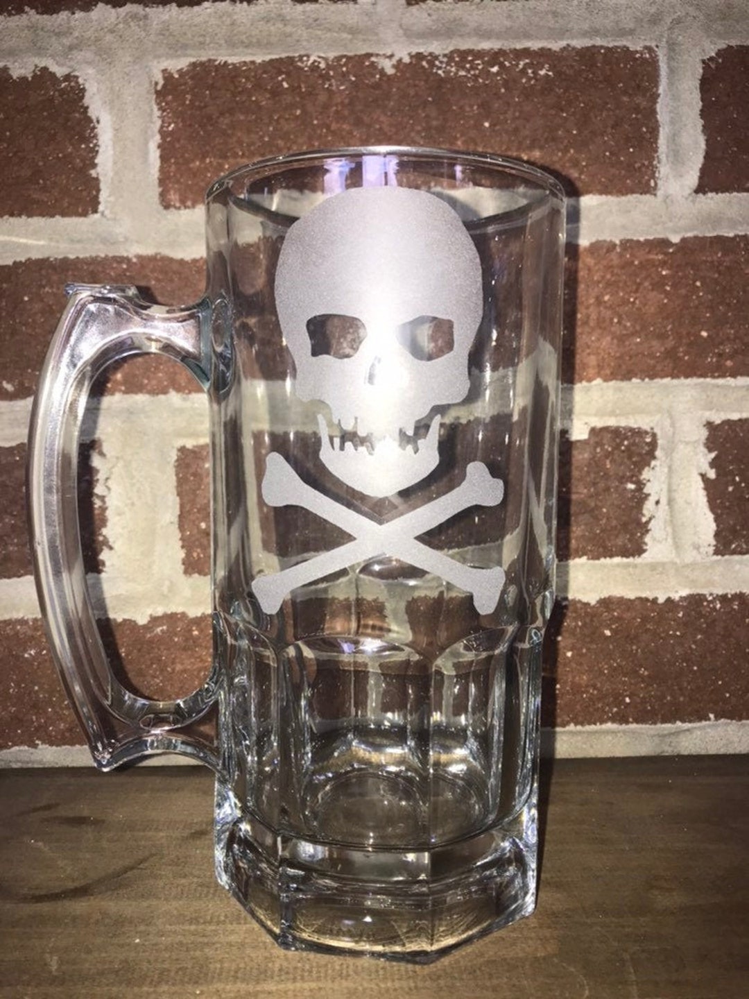 Skull Beer Glass, Etched Skull Whisky Glass, Skull Mug, Personalization ...