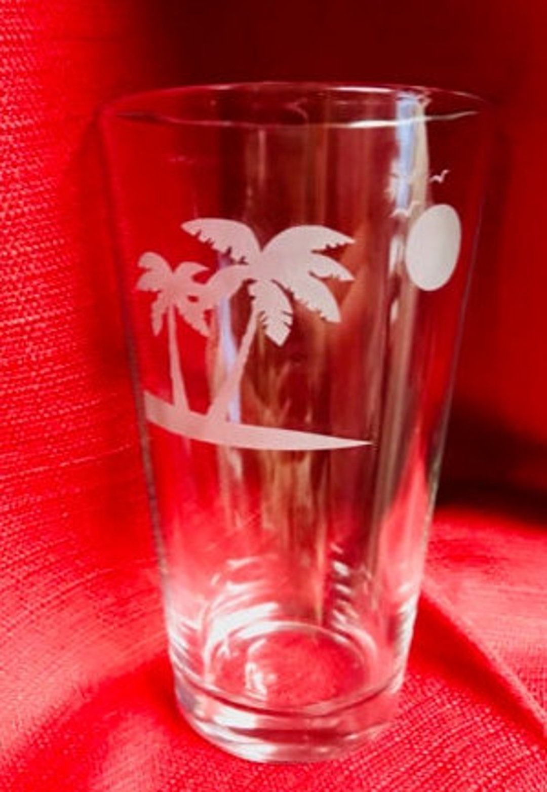 Palm Tree Glass, Personalized Palm Tree Glass, Beach Sunrise, Beach ...