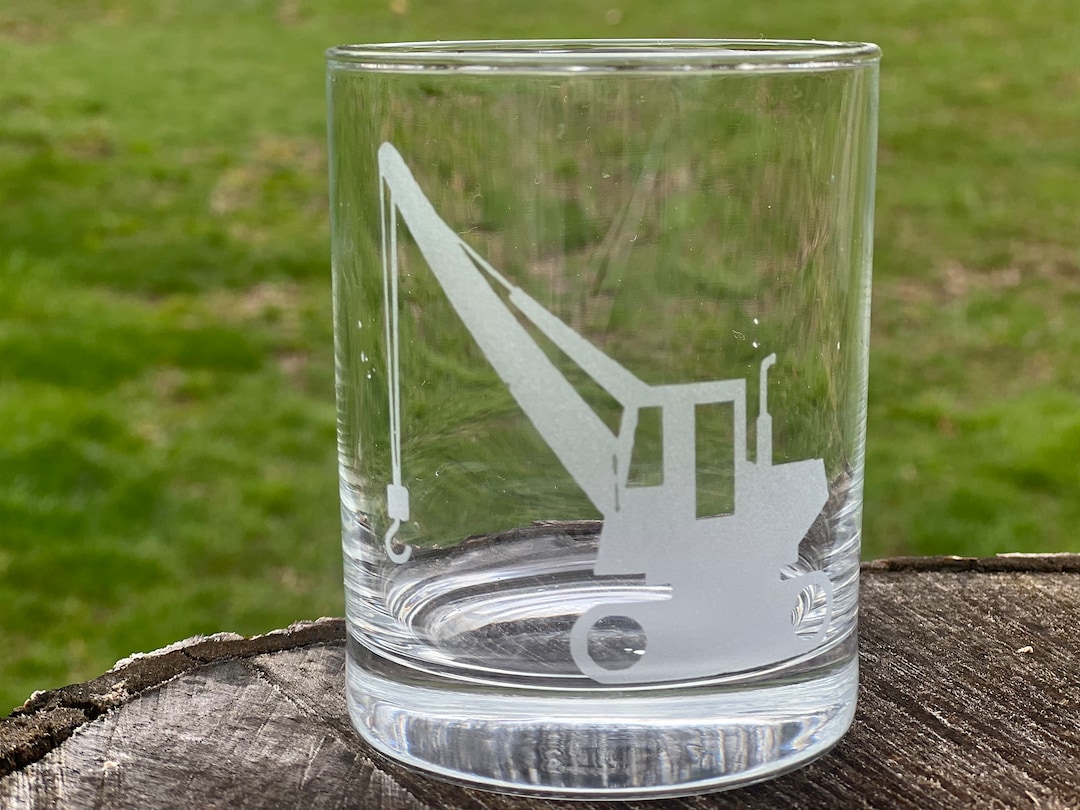 Crane Operator, Gift for Construction Worker, Custom Etched Crane Glass ...