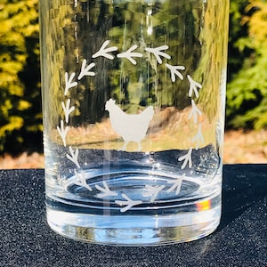 Chicken Glass, Etched Chicken Glass, Personalized Chicken Glass, Gift ...
