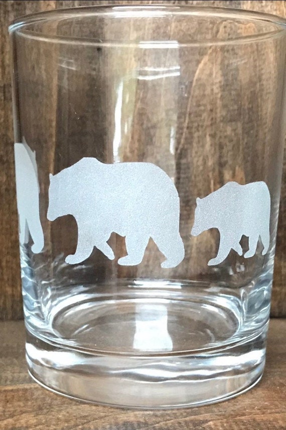 Custom Etched Bear Drinkware Personalized Rustic Barware | Etsy