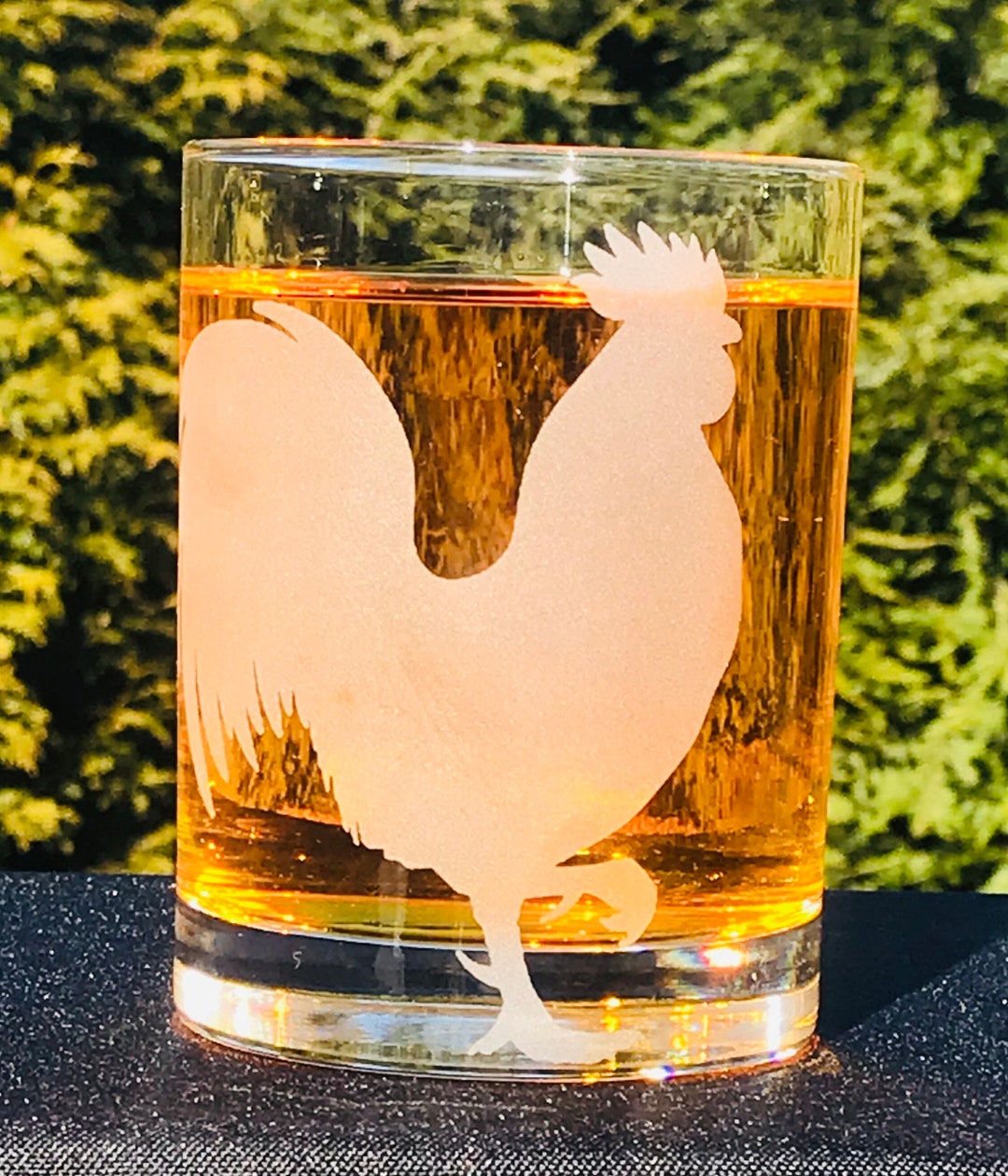 Rooster, Etched Rooster Shot Glass, Rooster Glass, Rustic Kitchen Soap ...