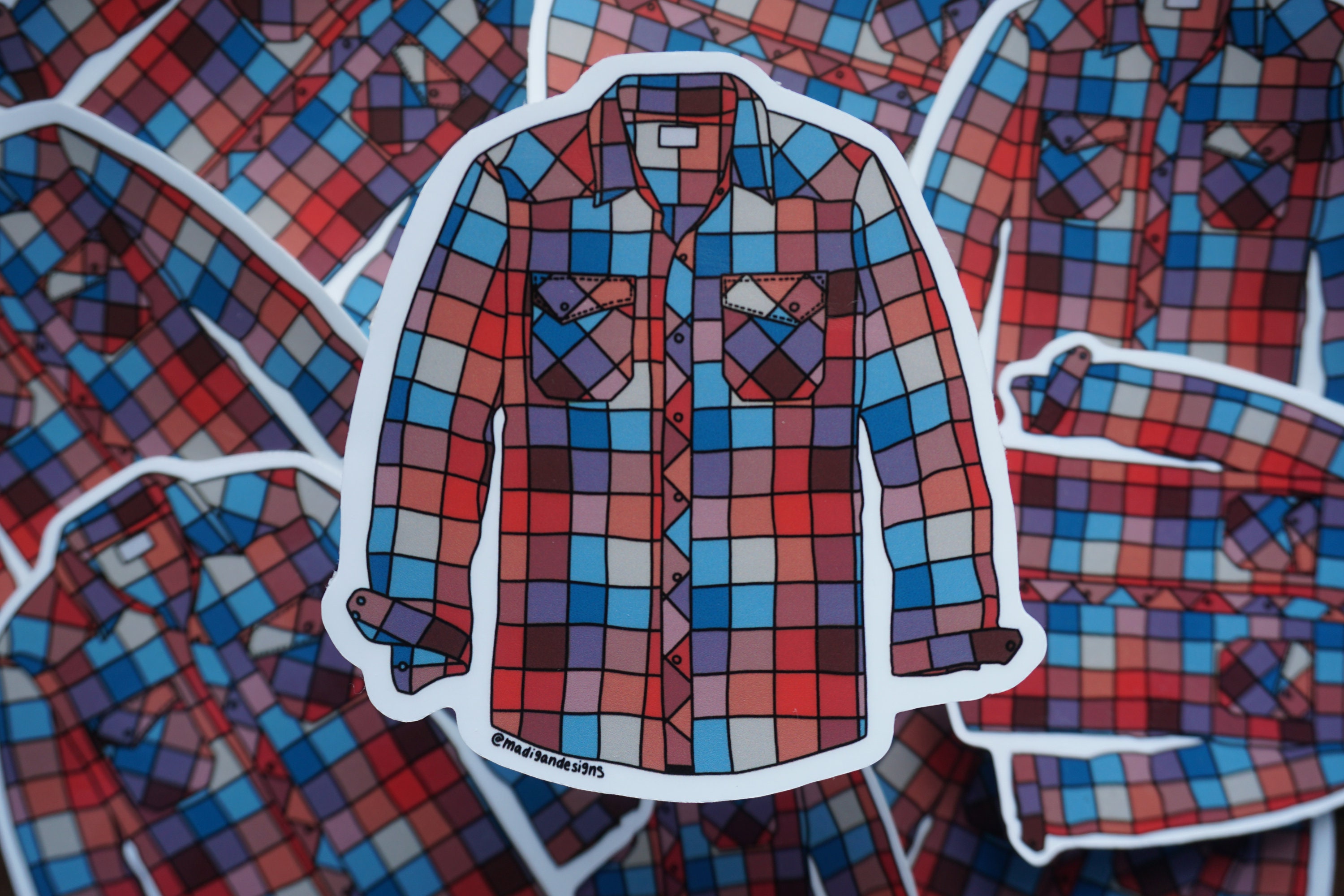 Plaid Flannel Shirt Vinyl Sticker Die Cut Sticker for Laptops and Water ...
