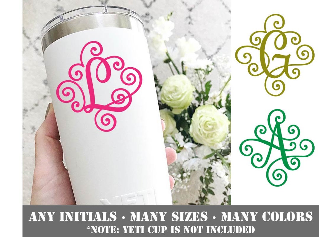 Scroll Initial Decal, Vinyl Name Decal, Car Decal, Name Decal, Water ...