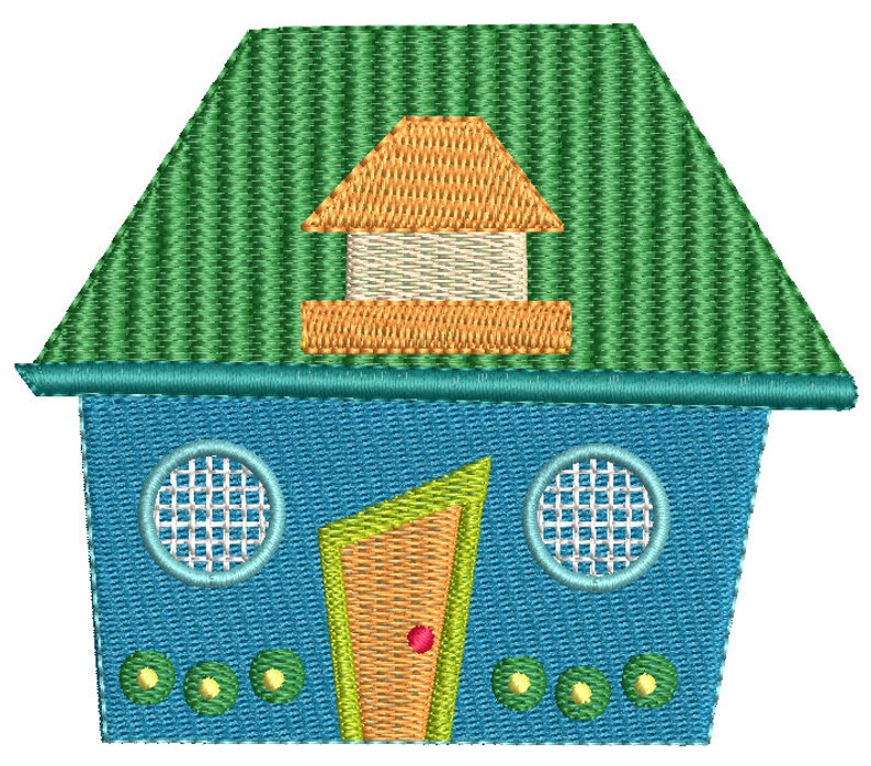 Quirky Houses Machine Embroidery - Quality Embroider - Etsy