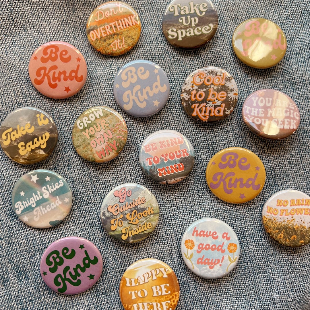 Positivity Button Pins - Choose Any 3 or 5! - Etsy