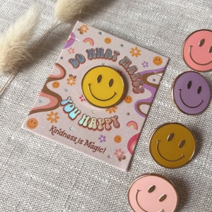 Smiley Enamel Pin - Smiley Face Brooch Pins - Hard Enamel Pins - Moss Green Pink Lilac Yellow ...