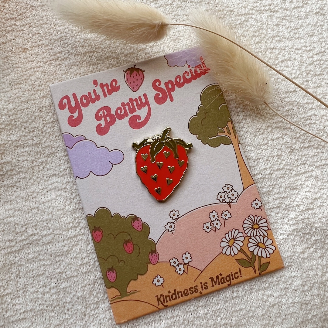 Strawberry Enamel Pin - Hard Enamel Pins - Strawberry Pin - Cottagecore ...