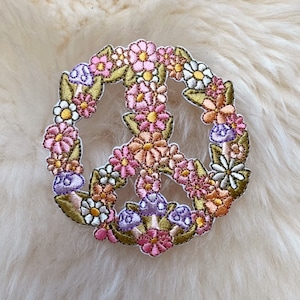 Floral Peace Sign Patch - Embroidered Iron on Patches for Jackets + 70 ...