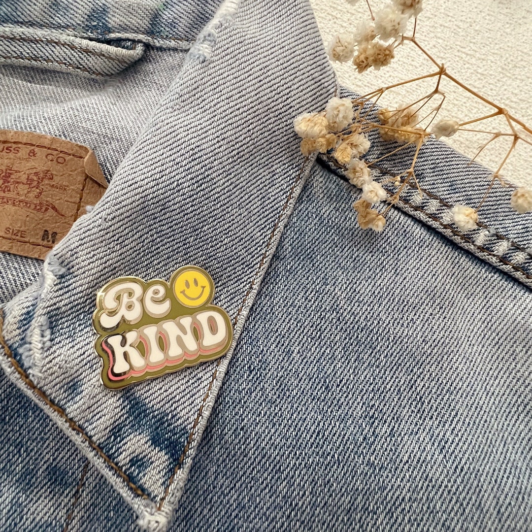 Be Kind Pin - Hard Enamel Pins - Smiley Pin - Motivational ...