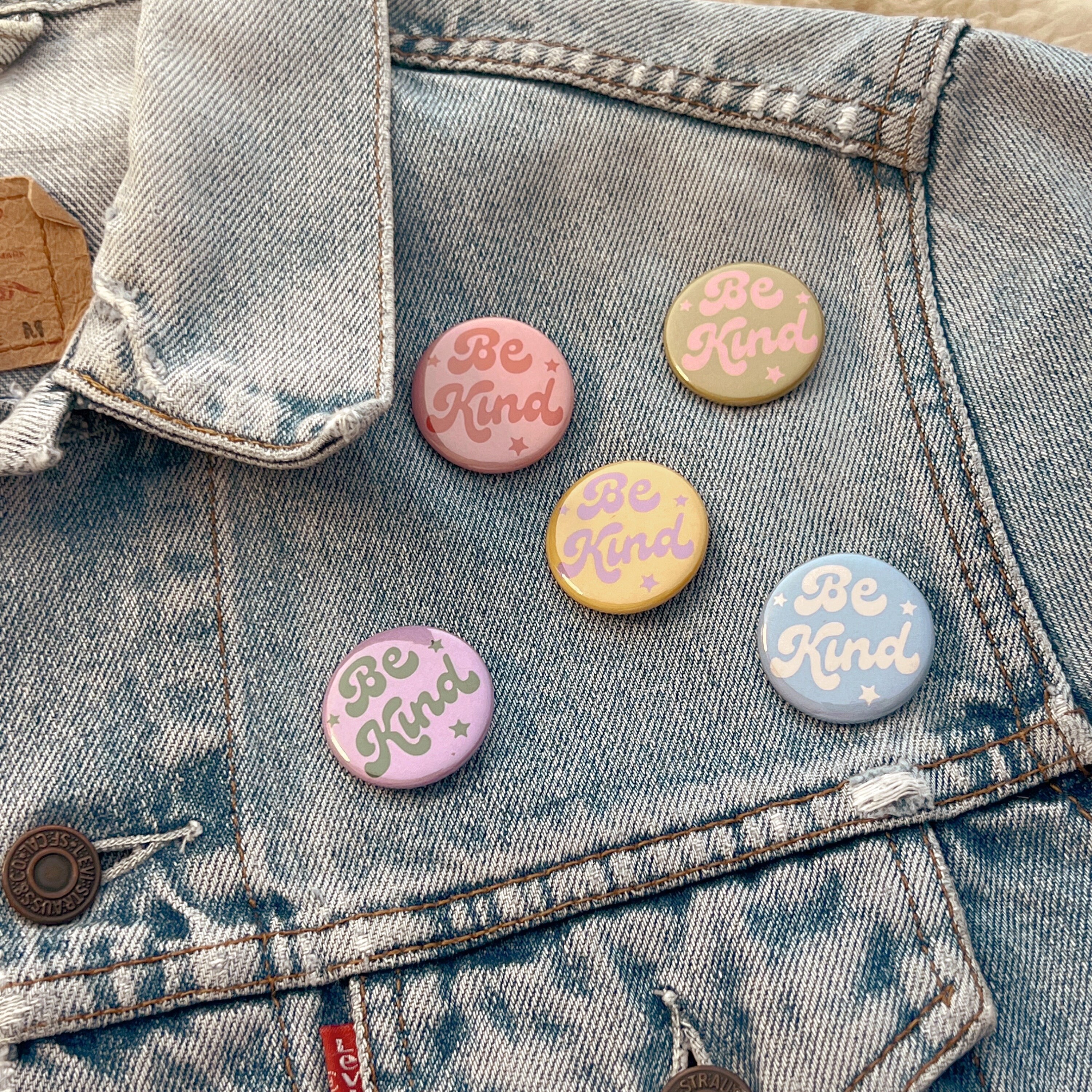 Be Kind Button Pin, Pack of 5 - Positive Affirmation Pins ...
