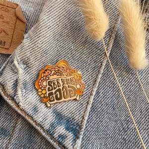 See the Good Enamel Pin - Positive Affirmation Pins - Retro 70s Hard ...