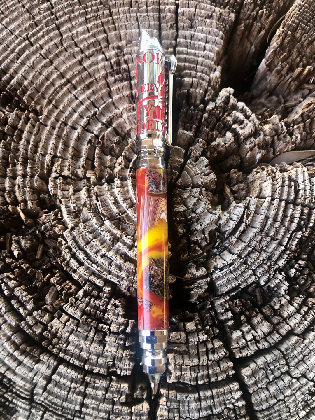 Handmade Pen Fire Truck Pen Fordite Pen Twist Pen Fire Truck Fordite ...