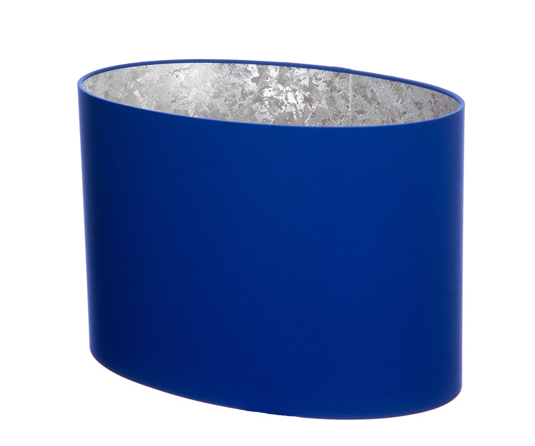 Handmade Royal Blue Oval Lampshade With Silver Lining - Etsy UK