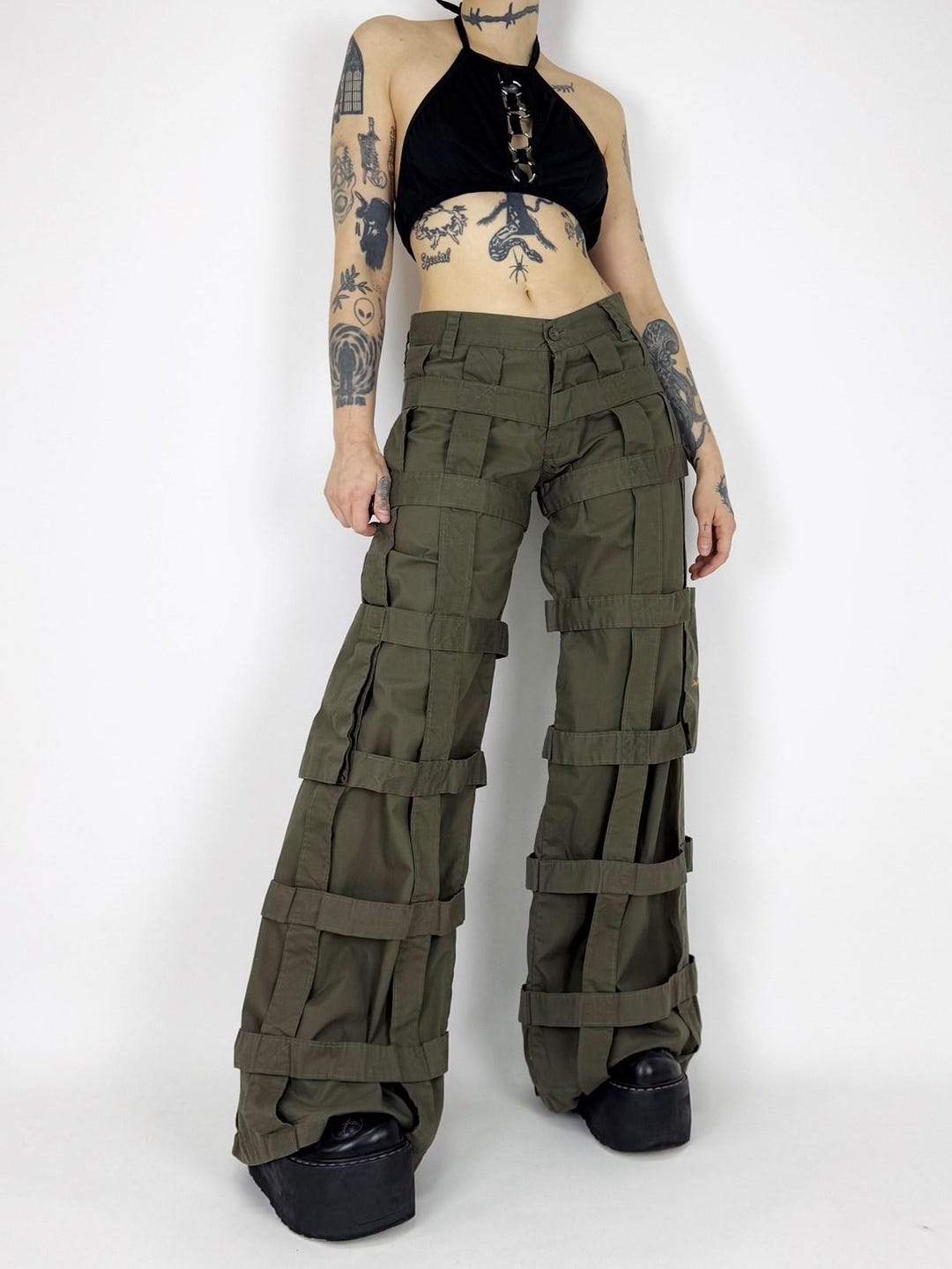 Criminal Damage Wide Leg Trousers | Baggy Netted Cargo Pants | Tripp ...