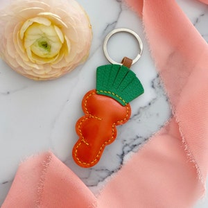 Handmade Carrot Leather Key Chain / Bag Charm - Etsy