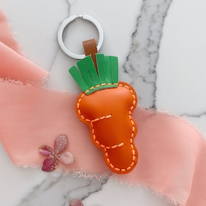 Handmade Carrot Leather Key Chain / Bag Charm - Etsy