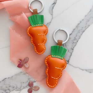 Handmade Carrot Leather Key Chain / Bag Charm - Etsy