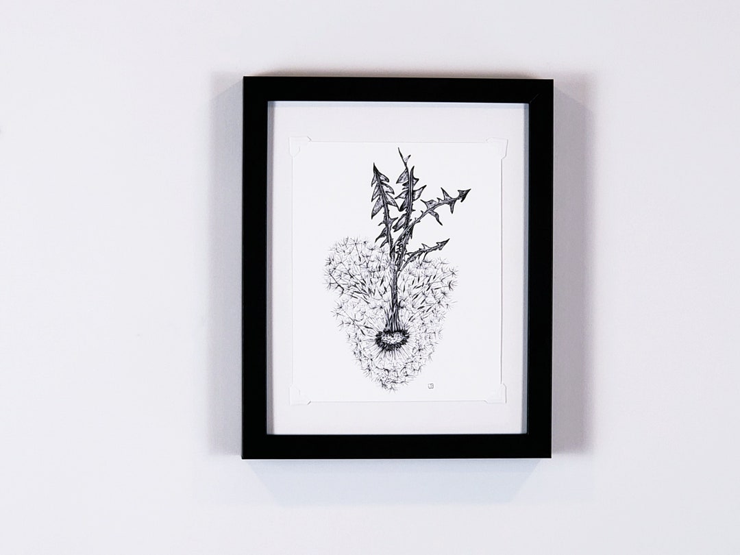 Dandelion Flower Seed Puff, Gallery Wall Art, Botanical Print, Vintage ...