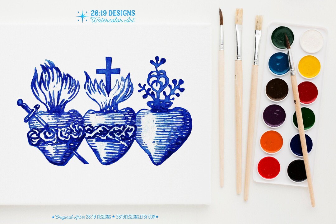 Sacred Heart of Jesus PRINTABLE Holy Family 3 Three Holy Sacred Hearts ...