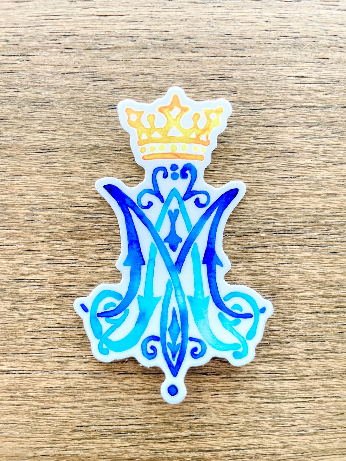 Auspice Maria STICKER Our Lady Mary Marian Monogram Watercolor Water ...