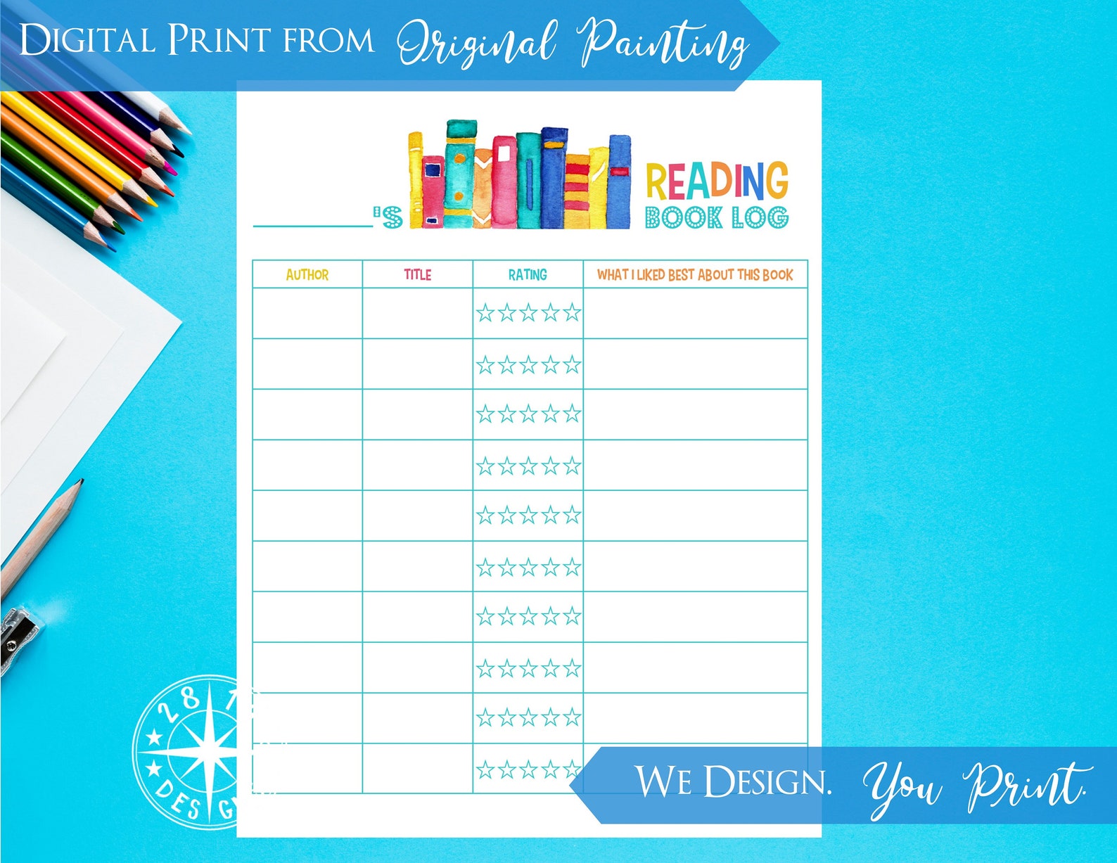Reading Punch Cards Kids Reading Log Bundle Printable Reading Log for ...