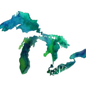 Great Lakes Watercolor Printable Great Lakes Print Lake Superior Lake ...