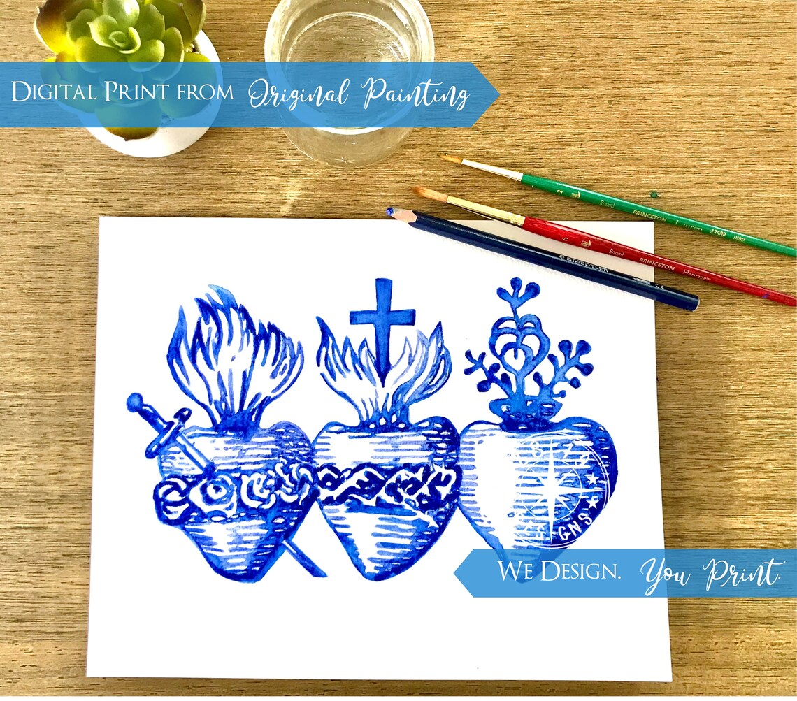 Sacred Heart of Jesus PRINTABLE Holy Family 3 Three Holy | Etsy