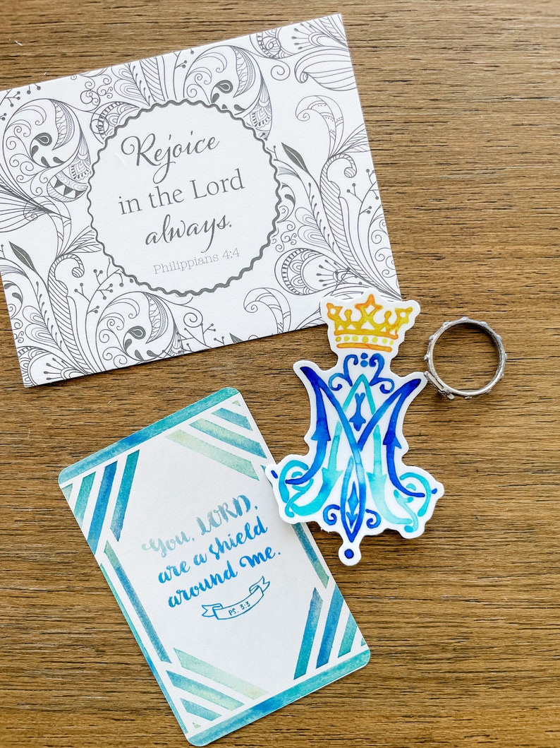 Auspice Maria Magnet: Blue Watercolor Marian Monogram, Catholic Gift - Etsy