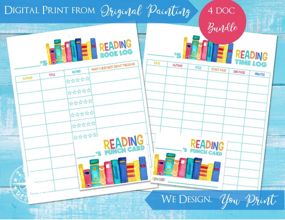 Reading Punch Cards Kids Reading Log Bundle Printable Reading | Etsy