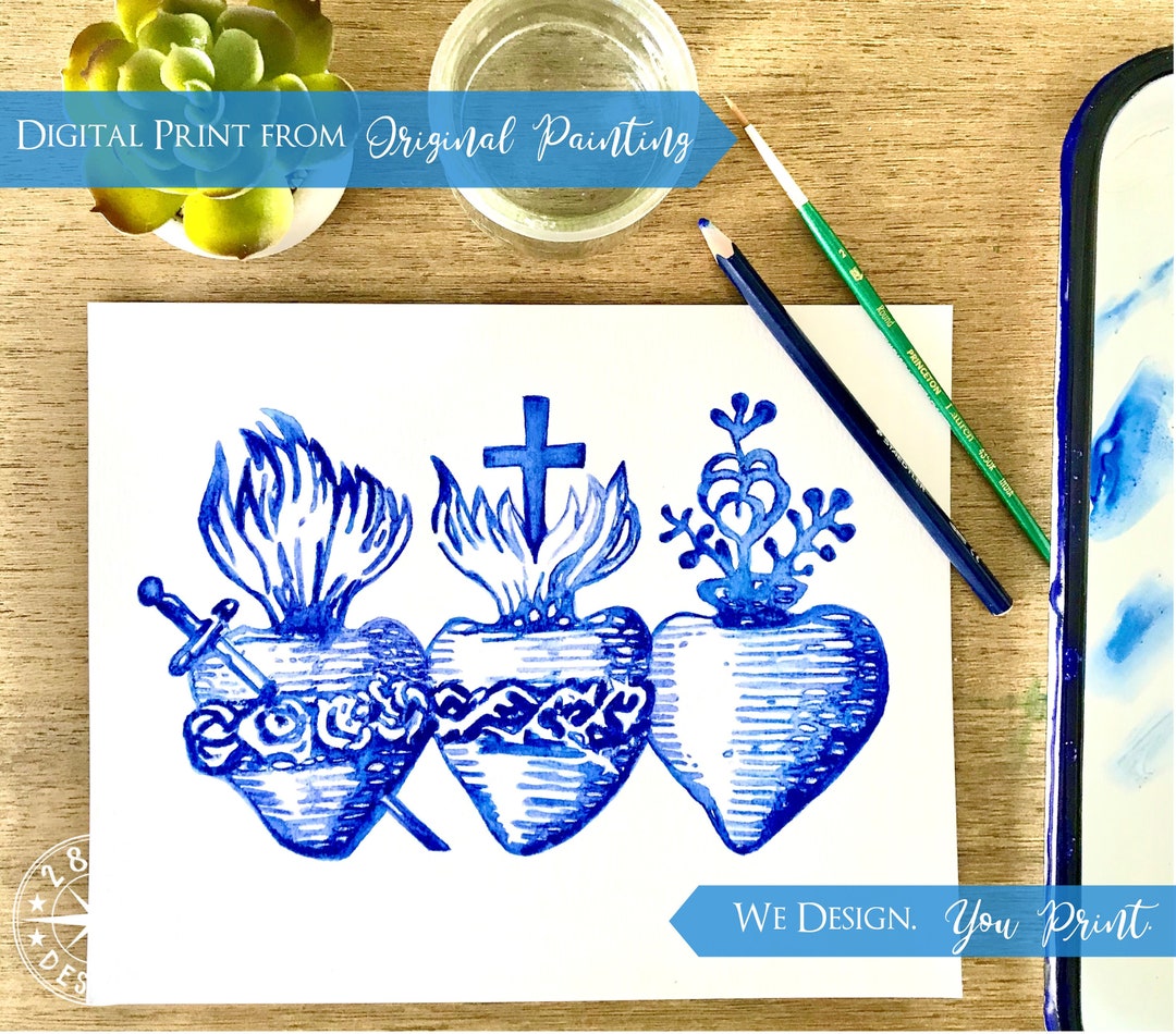 Sacred Heart of Jesus PRINTABLE Holy Family 3 Three Holy Sacred Hearts ...