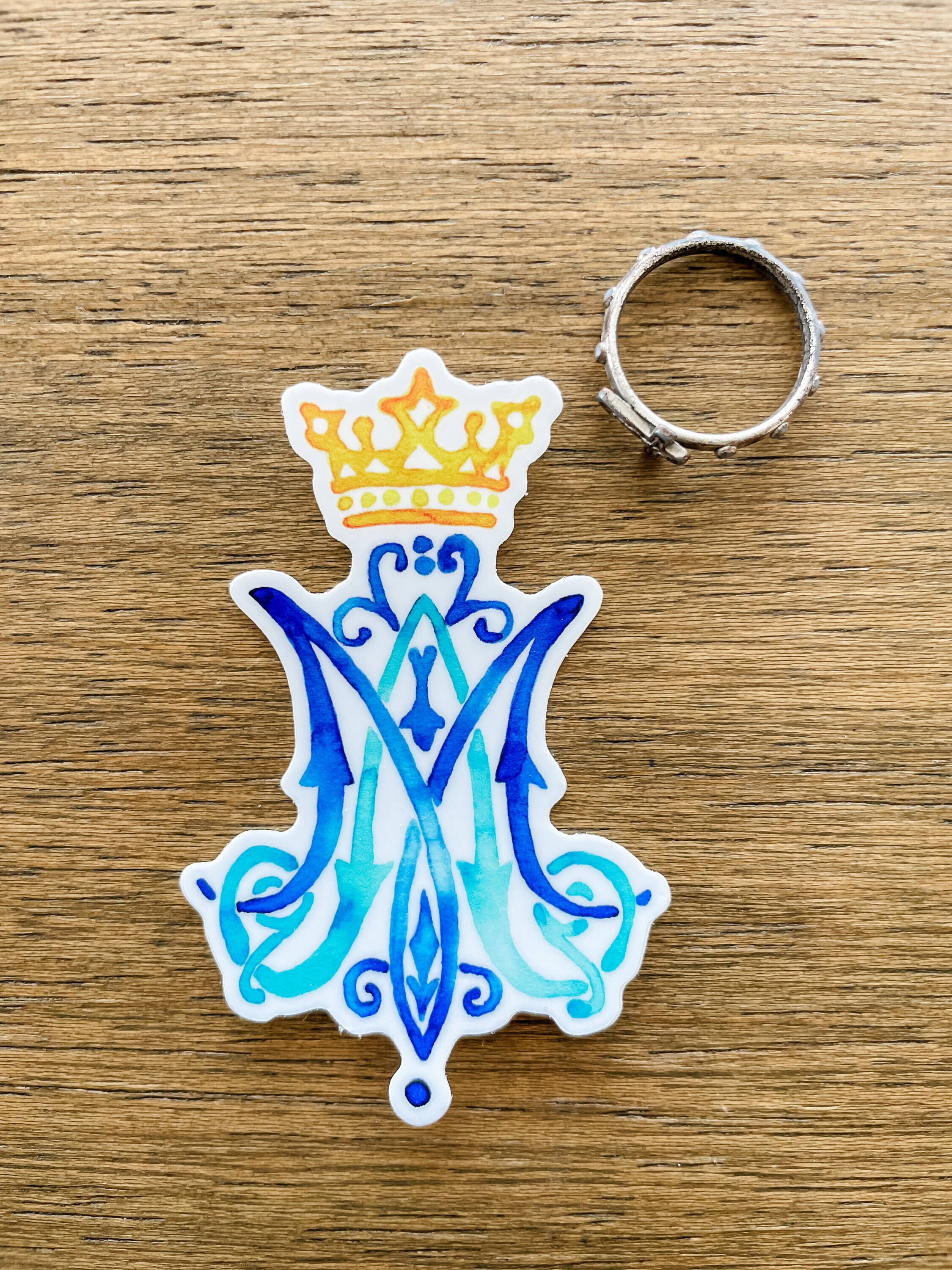 Auspice Maria Magnet: Blue Watercolor Marian Monogram, Catholic Gift - Etsy