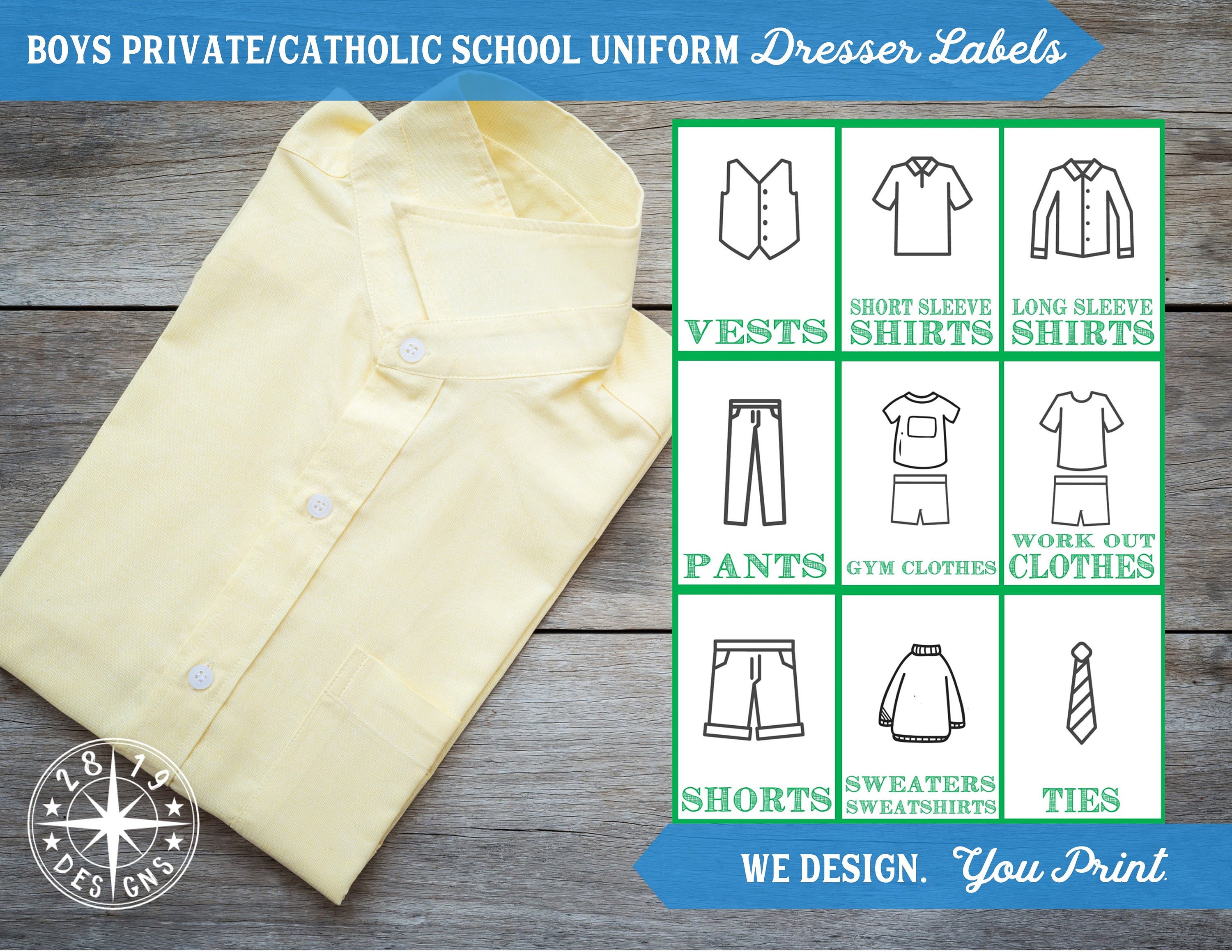 Printable Catholic Private School Uniform Labels Bundle Boys Clothes ...