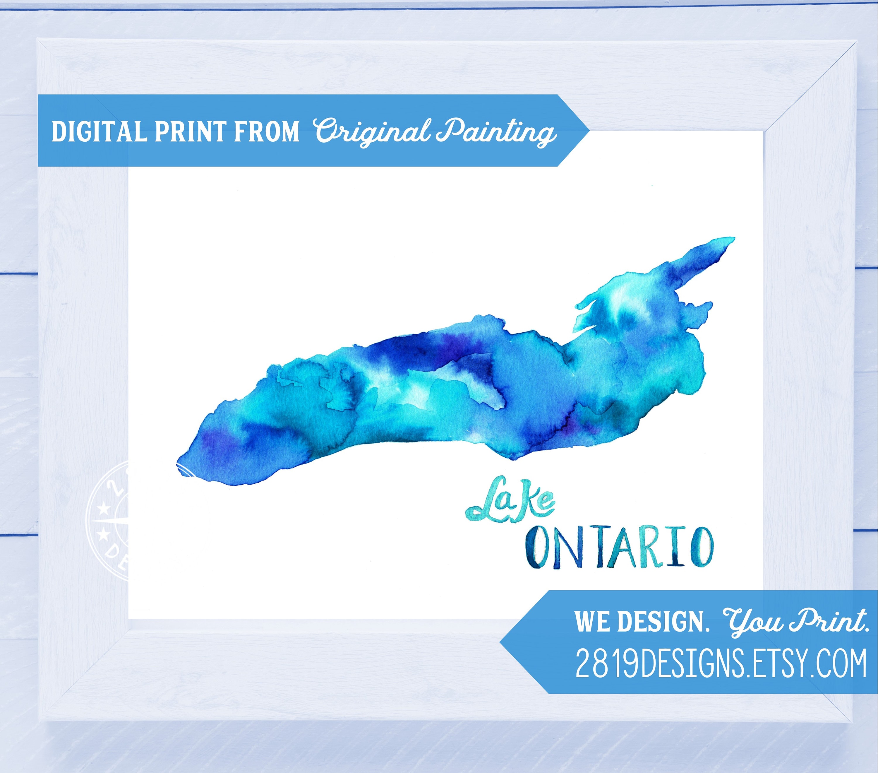 LAKE ONTARIO Watercolor Printable Great Lakes Print Painting Great ...