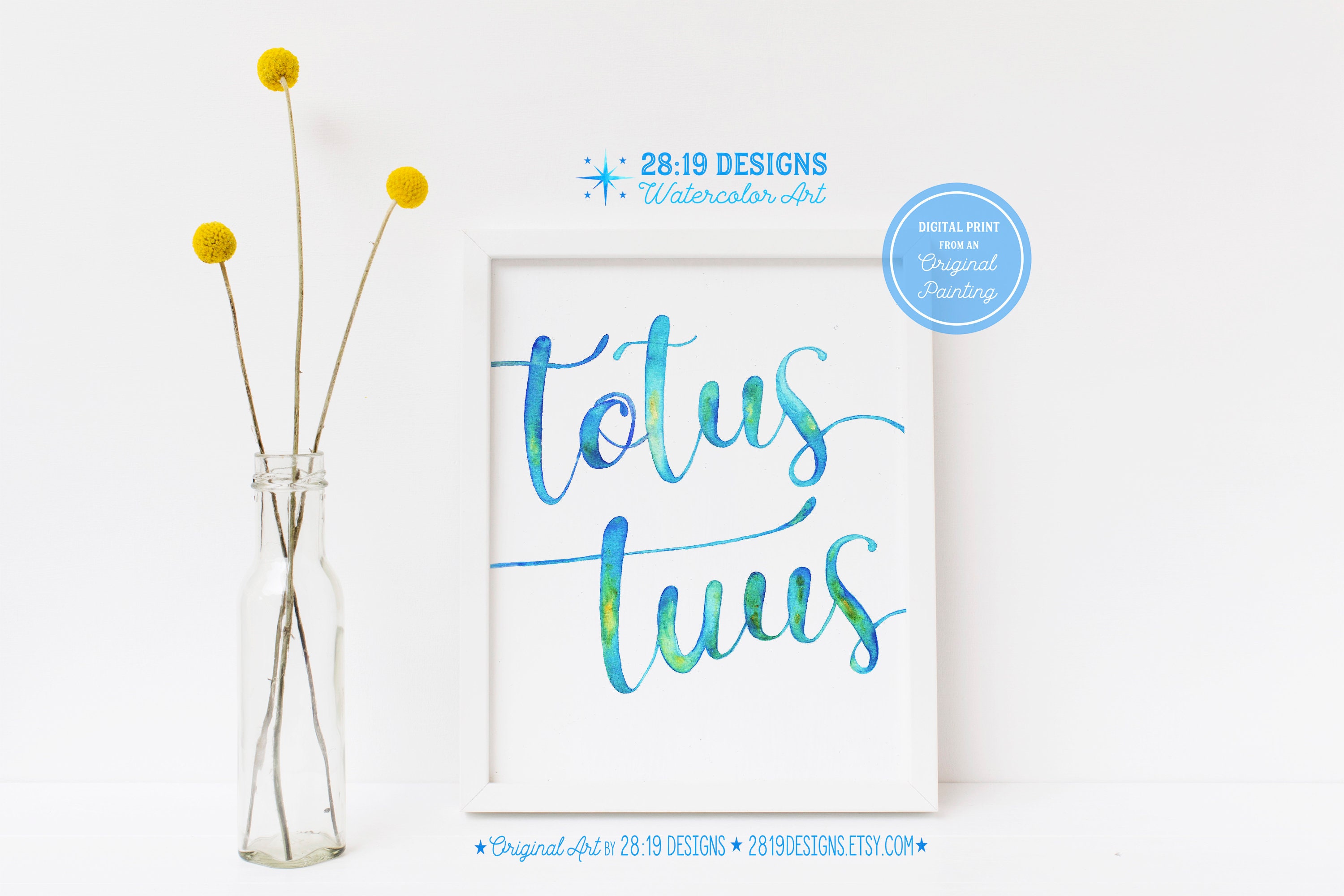 Totus Tuus Printable Wall Art BLUE Watercolor Totally Yours St. Pope ...