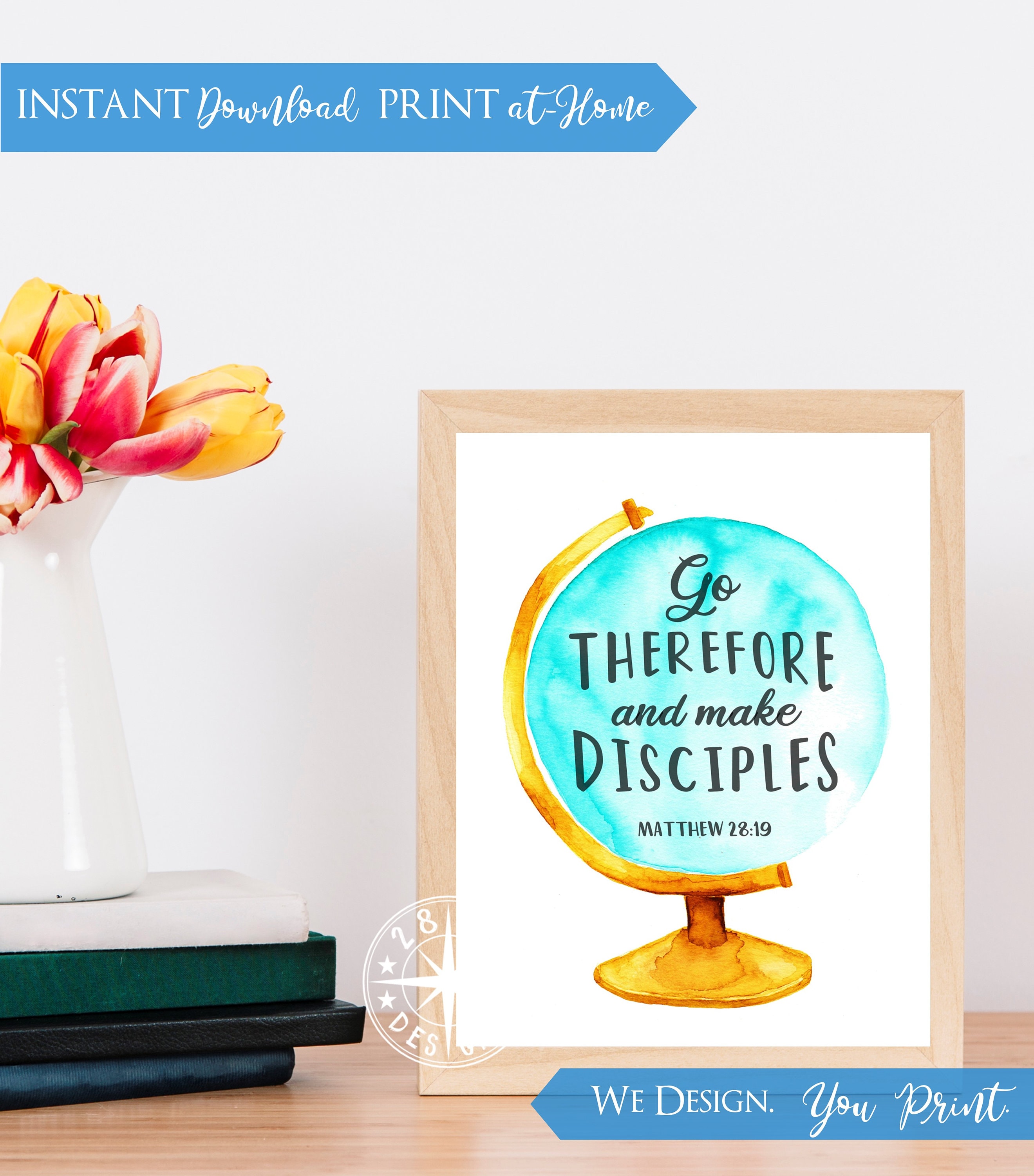 Matthew Mt 28:19 Go and Make Disciples of All Nations Printable Wall Art Print Bible Verse Go ...