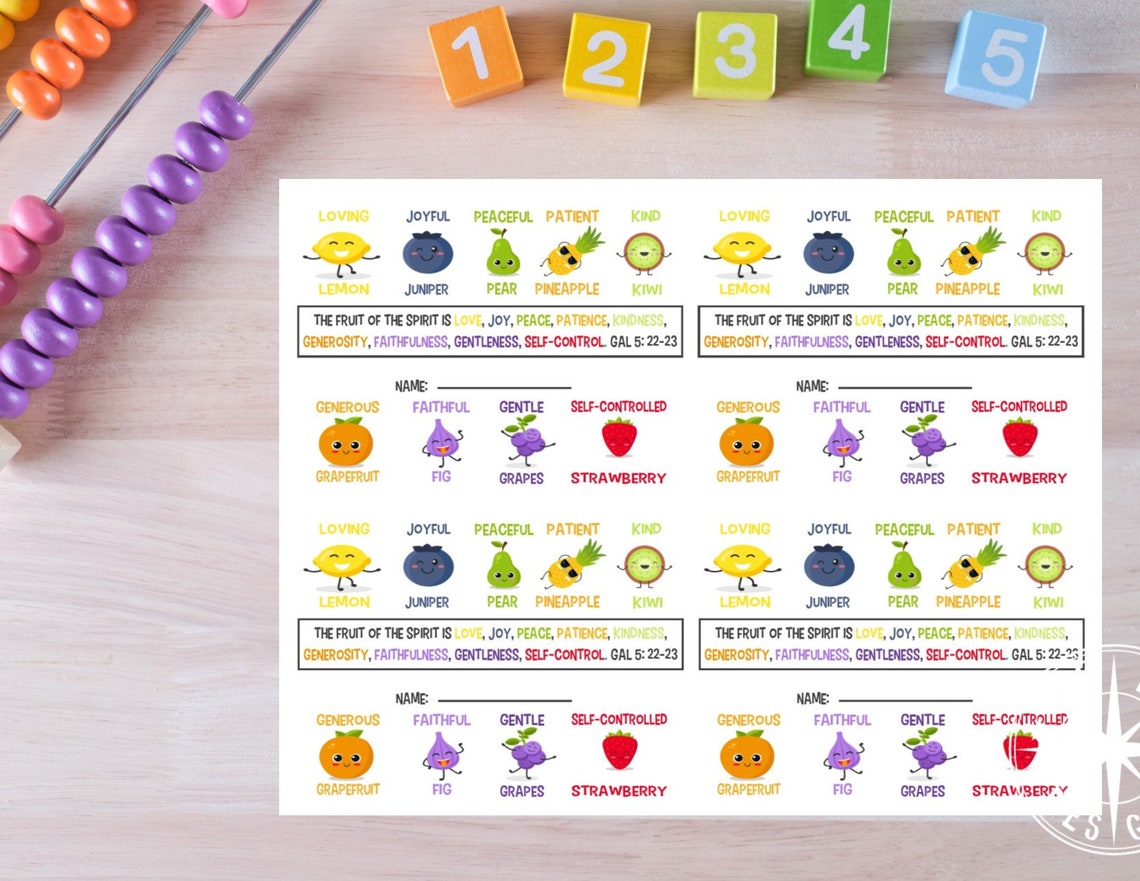Fruits of the Spirit Printable Reward Cards, Galatians 5, Christian ...