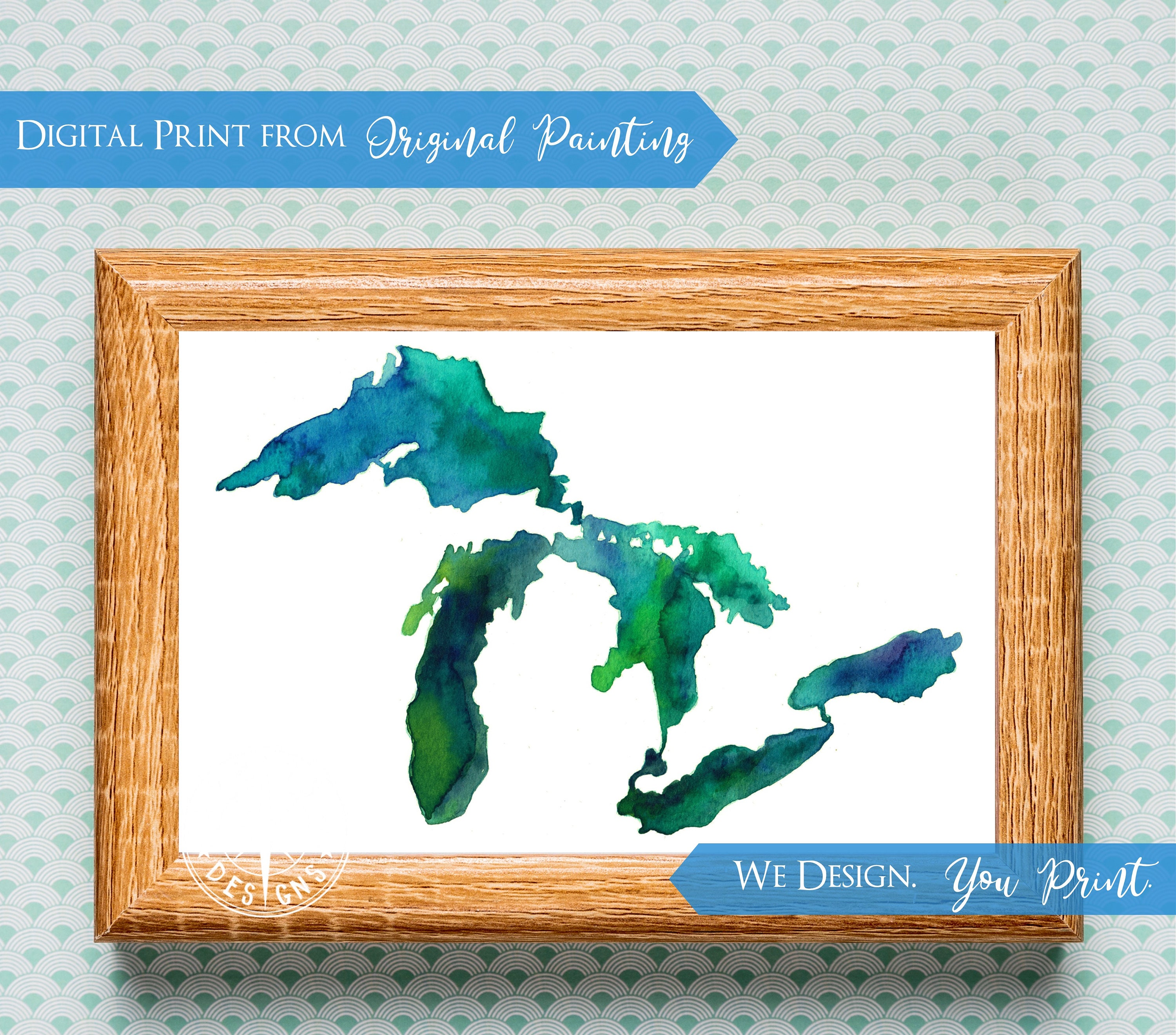 Great Lakes Watercolor Printable Great Lakes Print Lake Superior Lake ...