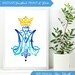 Mary Marian Monogram Watercolor Art Print Blue Gold Crown Auspice Maria ...