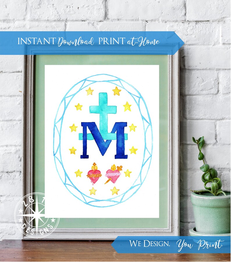 Miraculous Medal Art Digital Print Catholic Gift Virgin Mary Our Lady ...