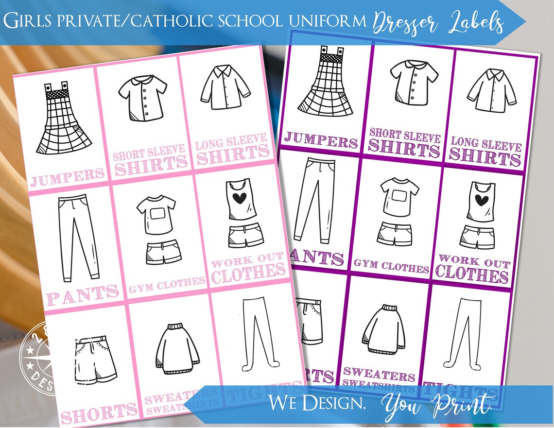 Printable Catholic Private School Uniform Labels Bundle Kids Clothes ...