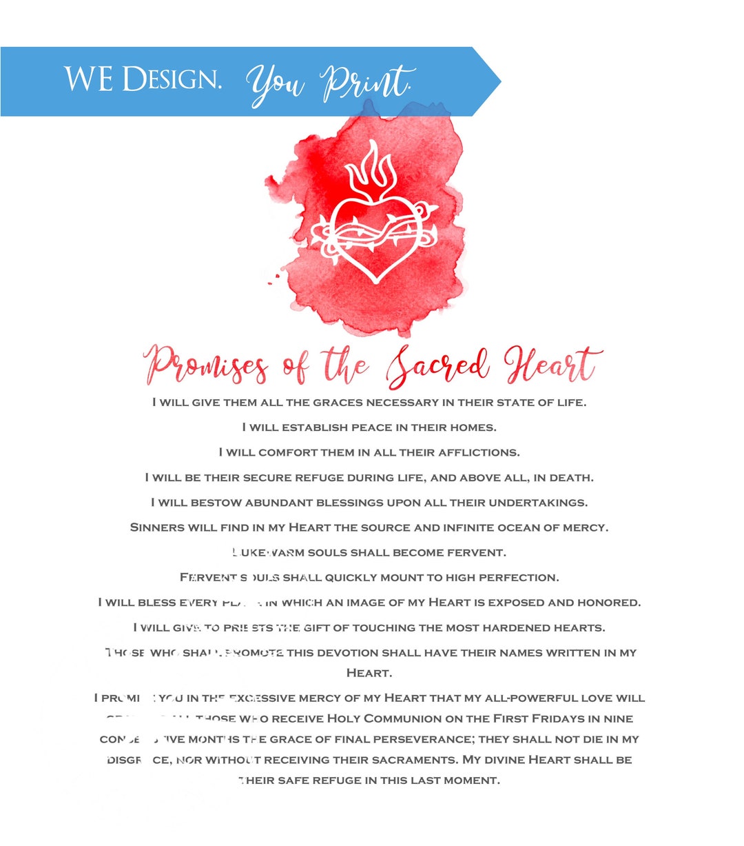 Sacred Heart Jesus Christ 12 Promises of the Sacred Heart PRINTABLE ...
