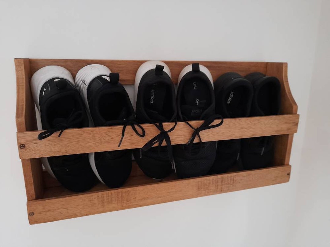 Handmade Rustic Wall Mounted Wooden Shoe Rack Tidy. Made From Reclaimed ...