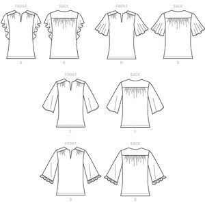 Sewing Pattern Pullover Blouse Pattern, Loose Fit Top Pattern, Flutter ...